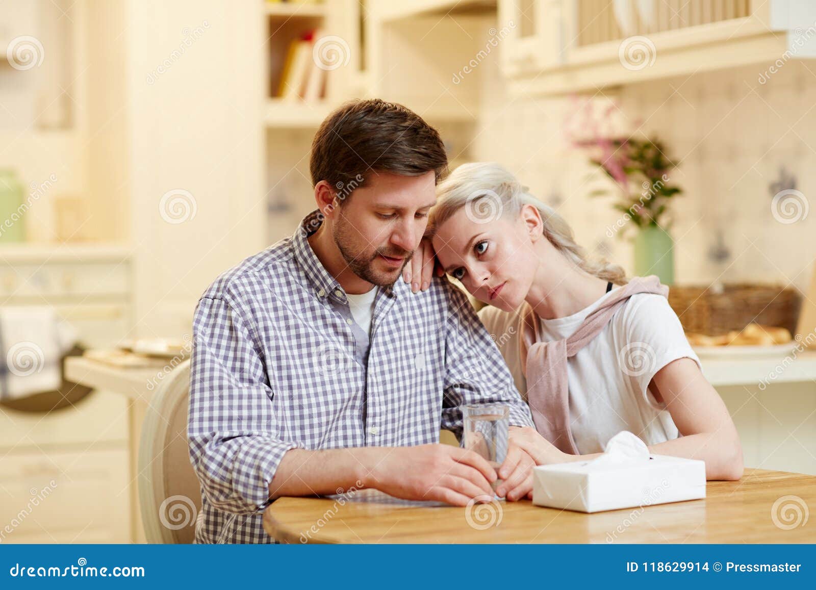 Supporting husband stock photo. Image of upset, home - 118629914