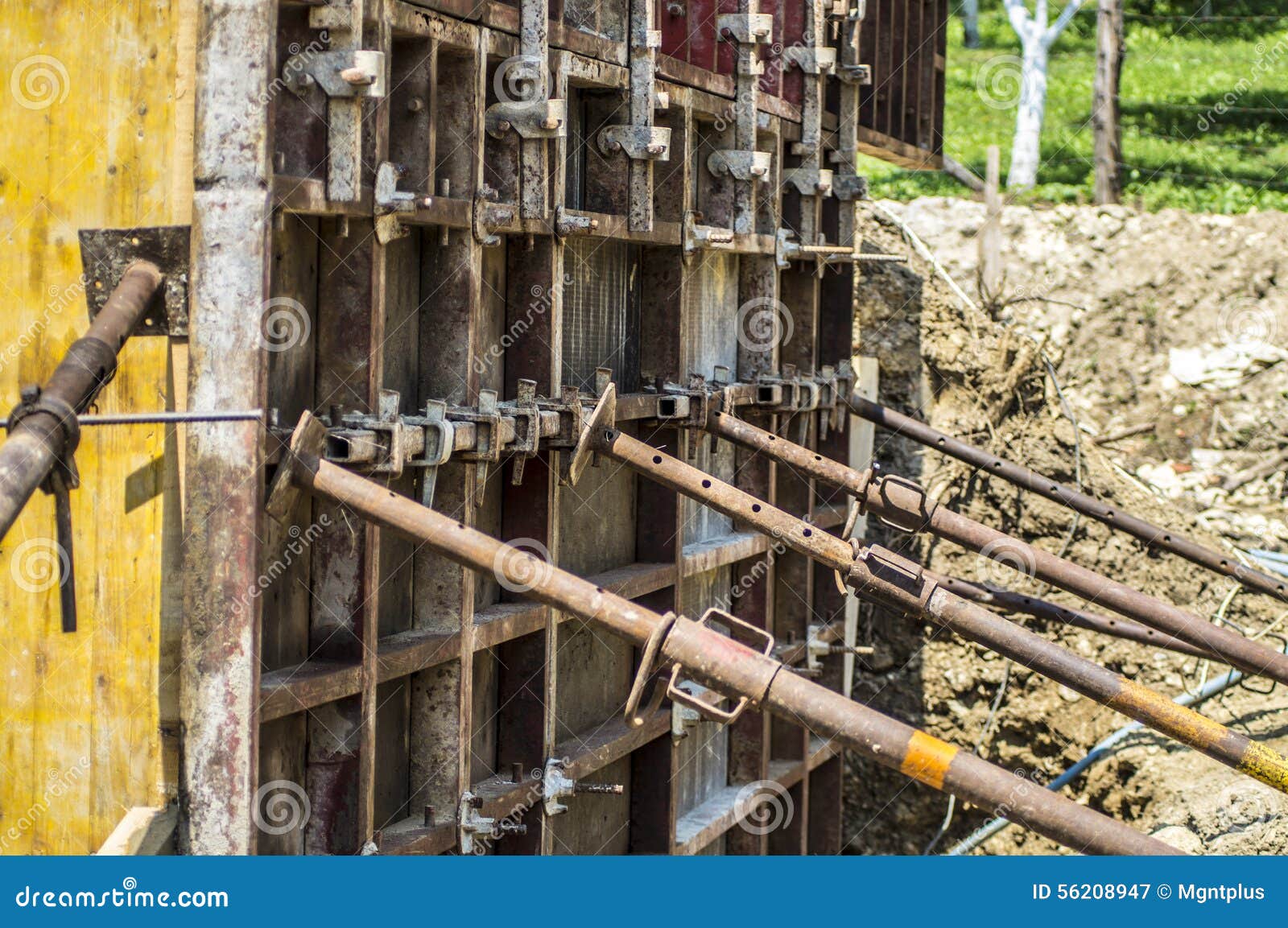 Supporting metal poles stock image. Image of board, wooden - 56208947