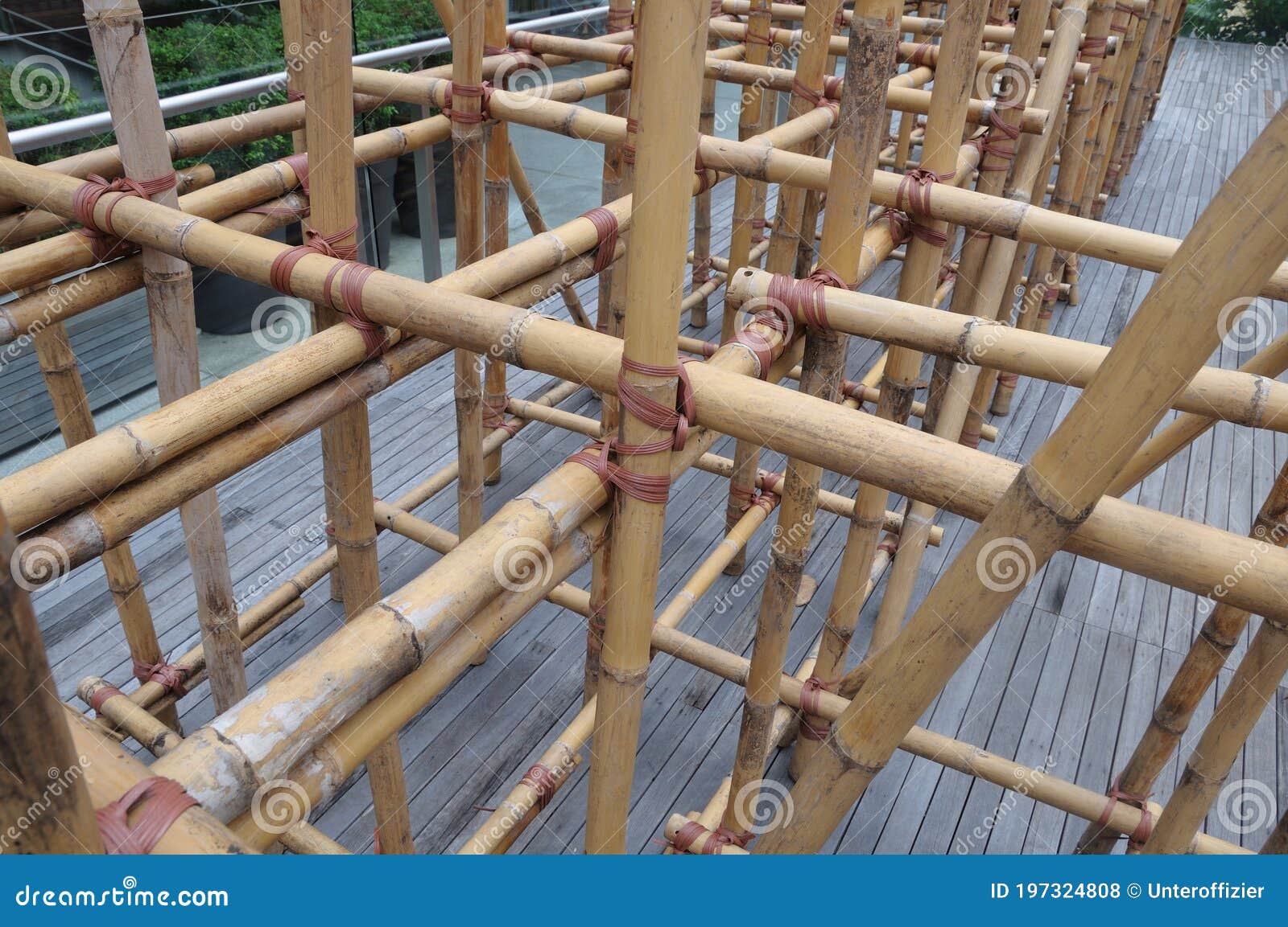 A Supporting Structure Made of Brown Bamboo Stem Poles Stock Photo ...