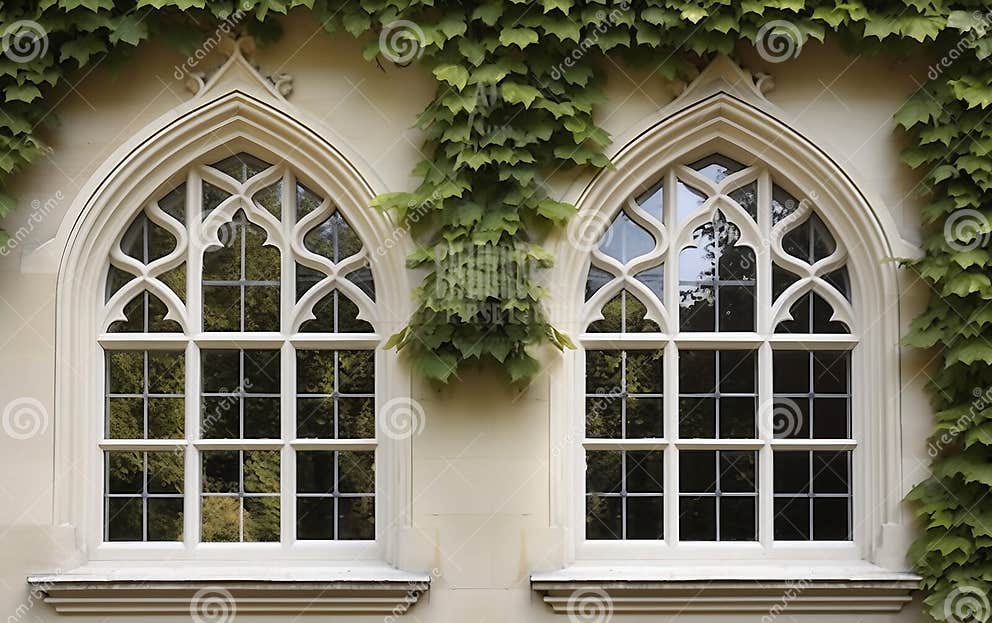 Supporting Wall: Oriel Windows Design on Generative Ai. Stock ...