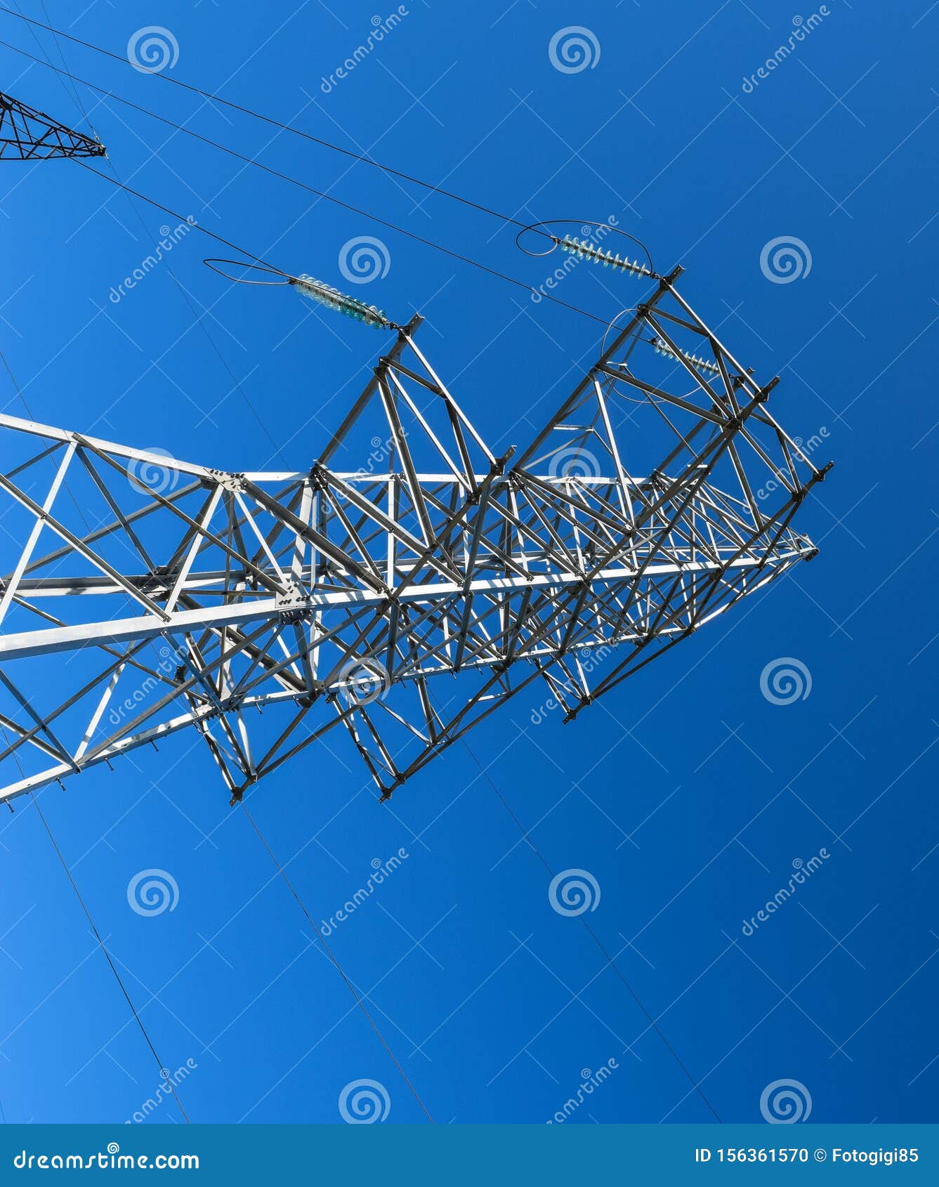 Supports High-voltage Power Lines the Blue Sky Stock Photo - Image of ...