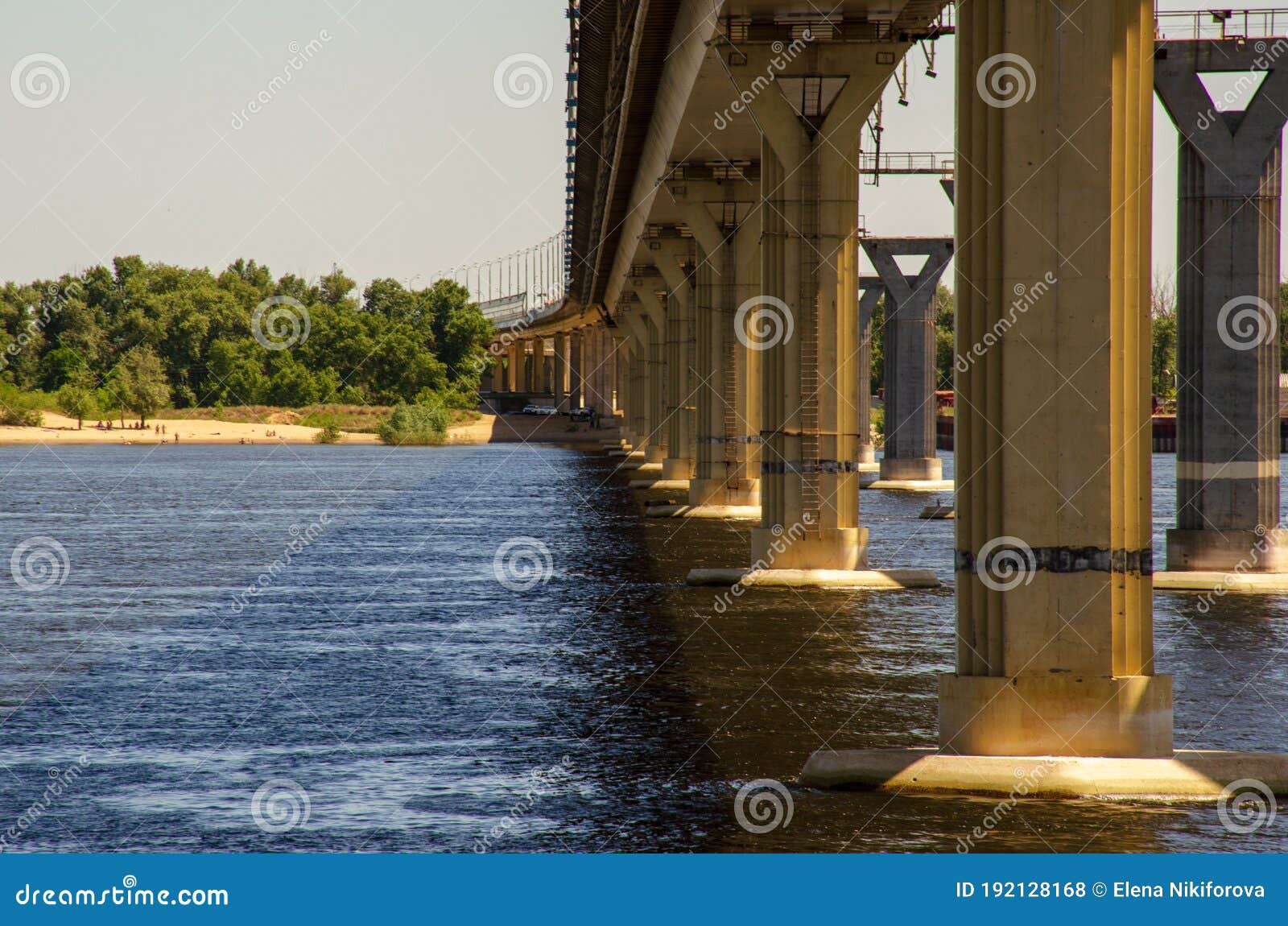 Supports of the Large Bridge Over the River Stock Photo - Image of ...
