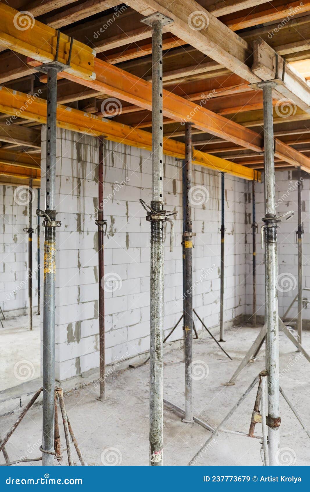 The Supports of Monolithic Floor Formwork at a Construction Site. Stock ...