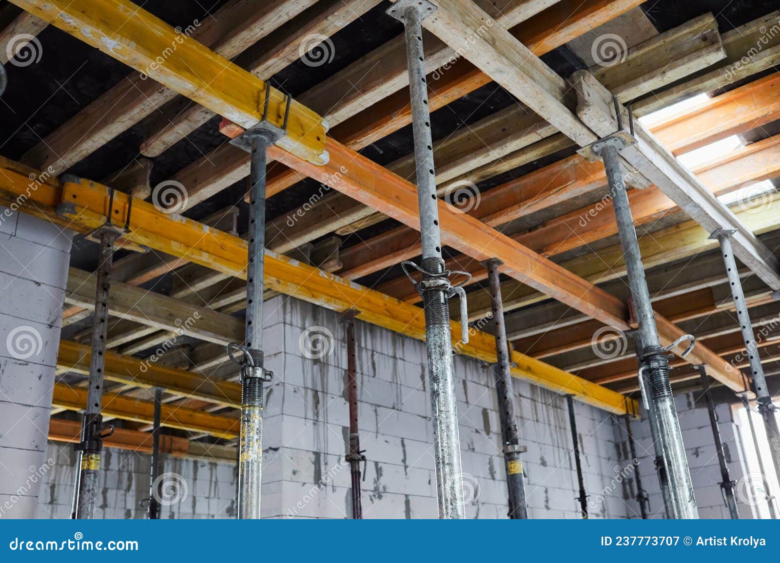 The Supports of Monolithic Floor Formwork at a Construction Site. Stock ...