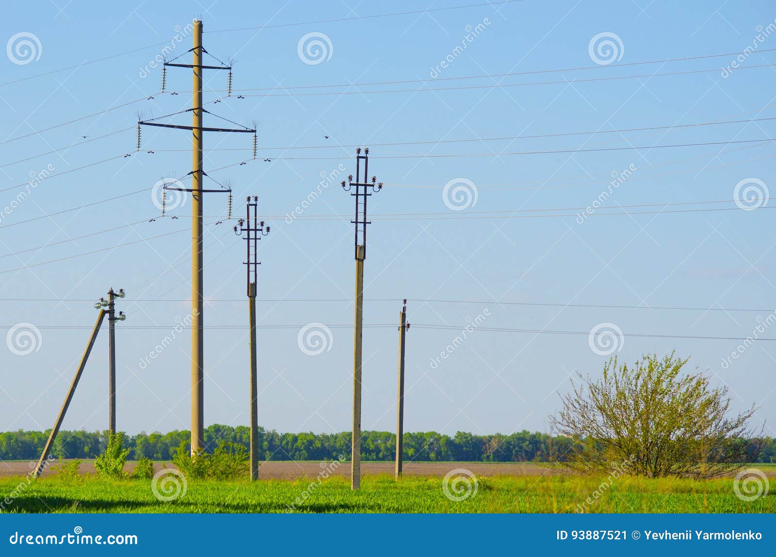 Supports for Overhead Power Transmission Lines Stock Image - Image of ...