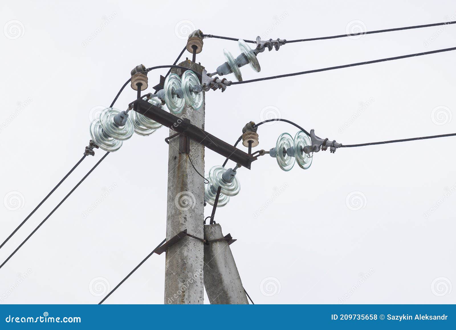 Supports of Power Lines. Power Lines and Posts. Detailed Close-up Stock ...