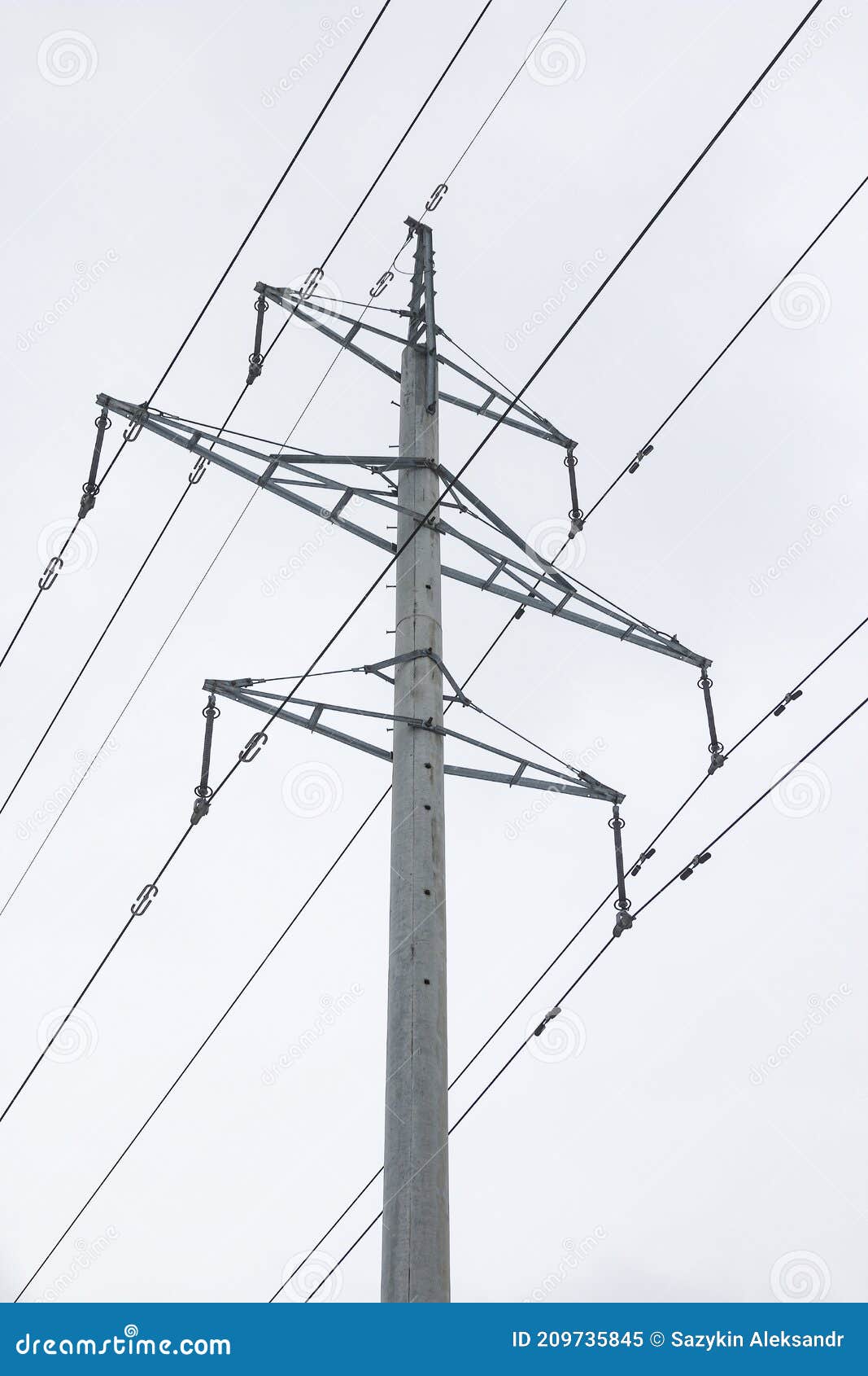 Supports of Power Lines. Power Lines and Posts. Detailed Close-up Stock ...