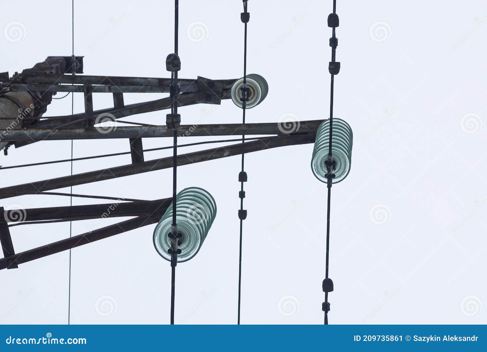 Supports of Power Lines. Power Lines and Posts. Detailed Close-up Stock ...