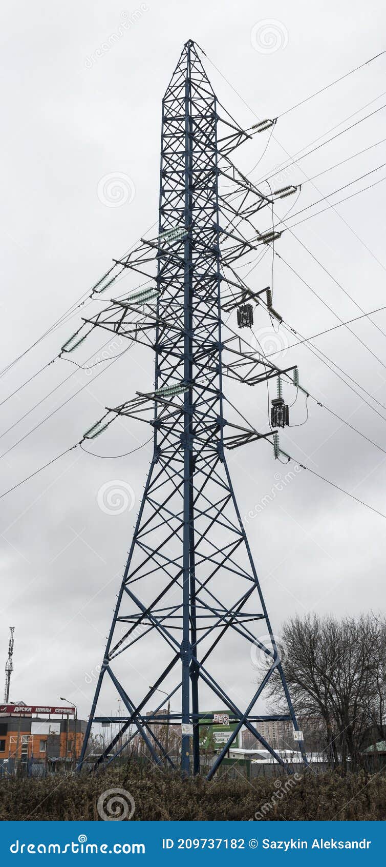 Supports of Power Lines. Power Lines and Posts. Detailed Close-up Stock ...