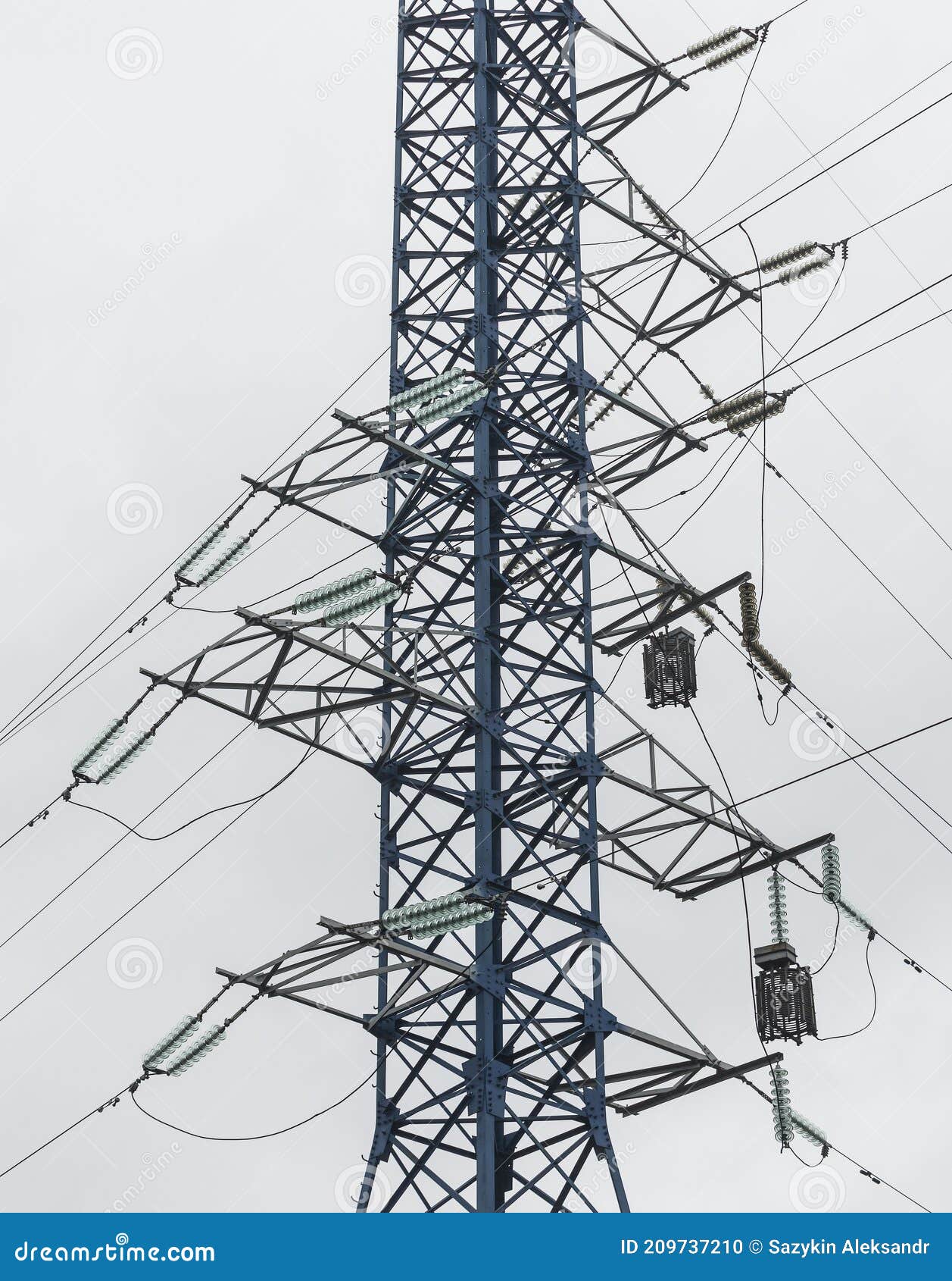 Supports of Power Lines. Power Lines and Posts. Detailed Close-up Stock ...