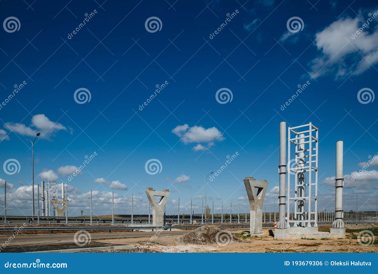 Supports are Prepared for the Construction of Pedestrian Crossing Over ...