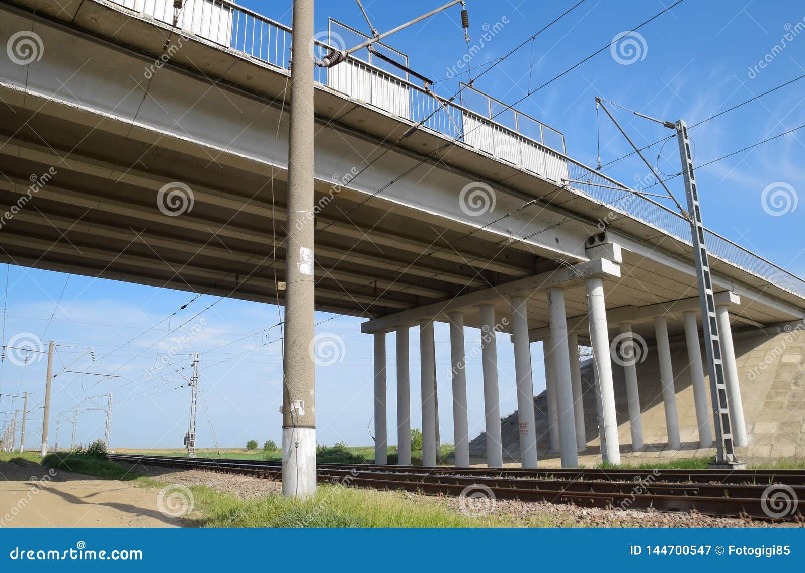 Supports of the Road Bridge View from Stock Image - Image of concrete ...