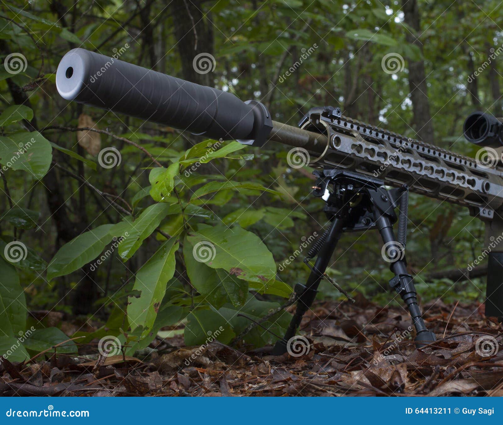 Suppressed rifle stock image. Image of riflescope, grey - 64413211
