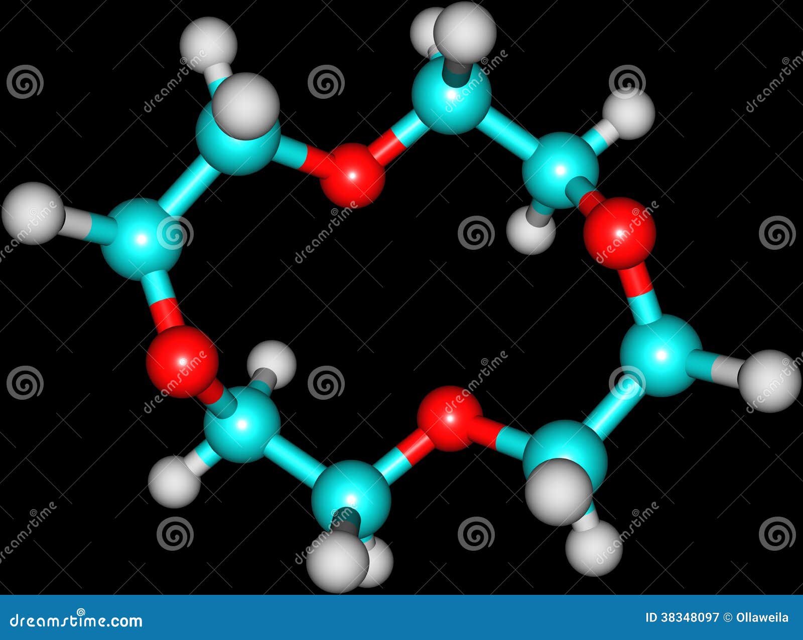 Supramolecule Of Crown Ether On Black Background Stock Illustration