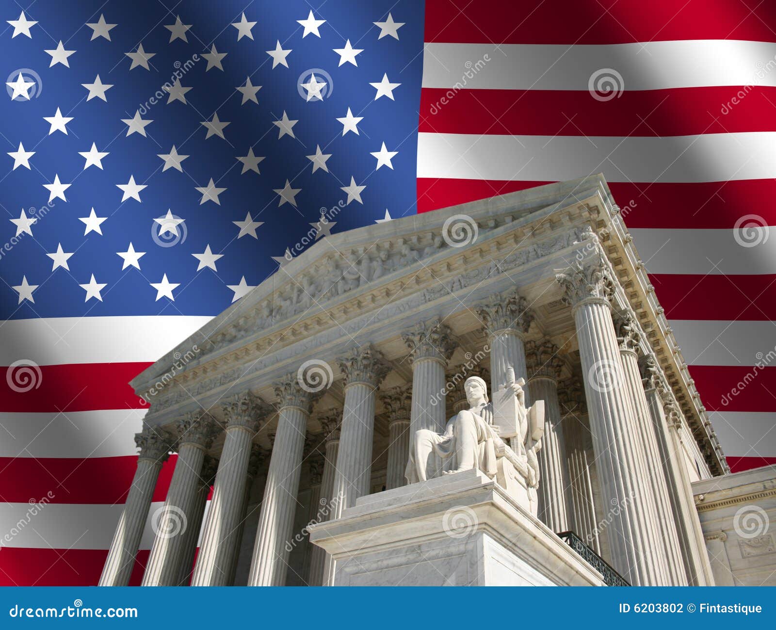 Supreme Court with flag stock illustration. Illustration of rippled ...
