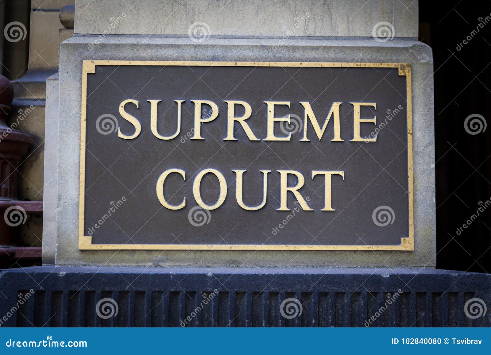 Supreme Court Sign on a Pillar Closeup. Stock Photo - Image of entrance ...