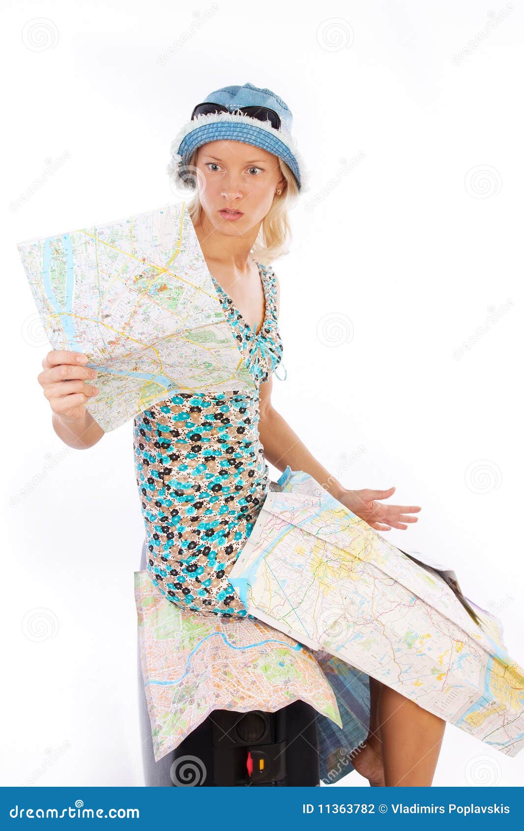 Suprised Young Woman Looking on Map Stock Photo - Image of attractive ...