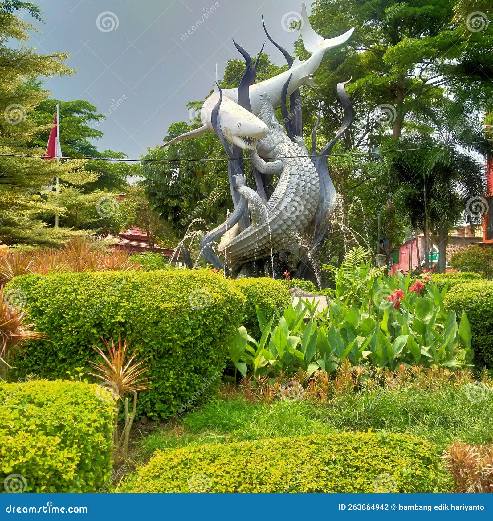 Sura & Baya Monument, Surabaya East Java Stock Photo - Image of flower ...