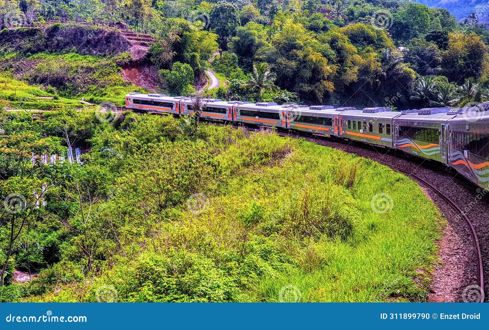 The Surabaya Bandung Train Passes through Curved Tracks Editorial Image ...