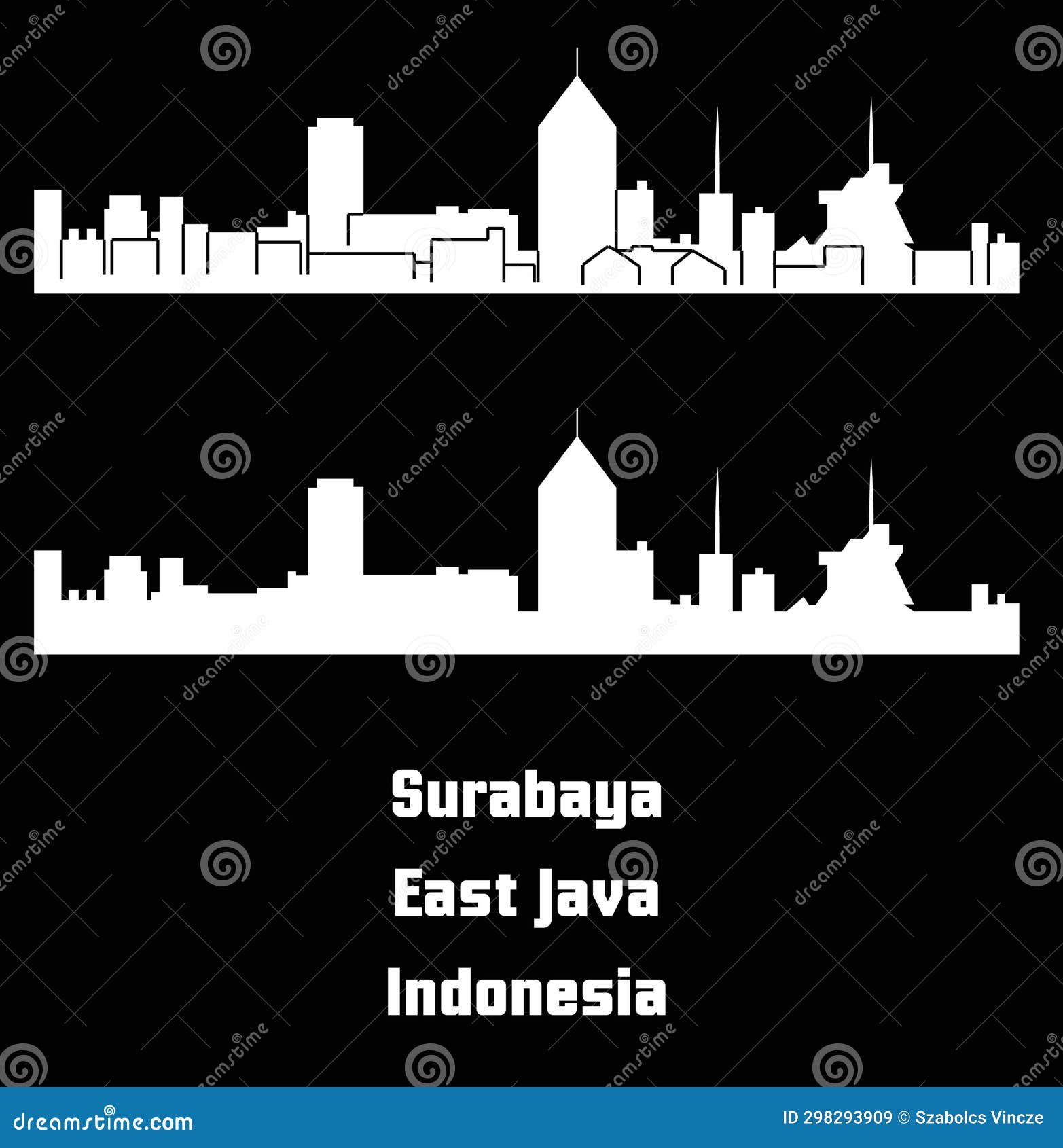 Surabaya, East Java, Indonesia Stock Vector - Illustration of landmark ...