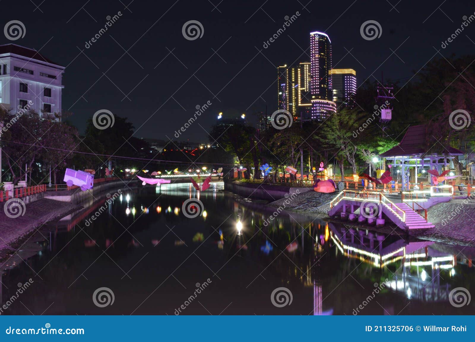 Surabaya at night stock photo. Image of metropolis, evening - 211325706