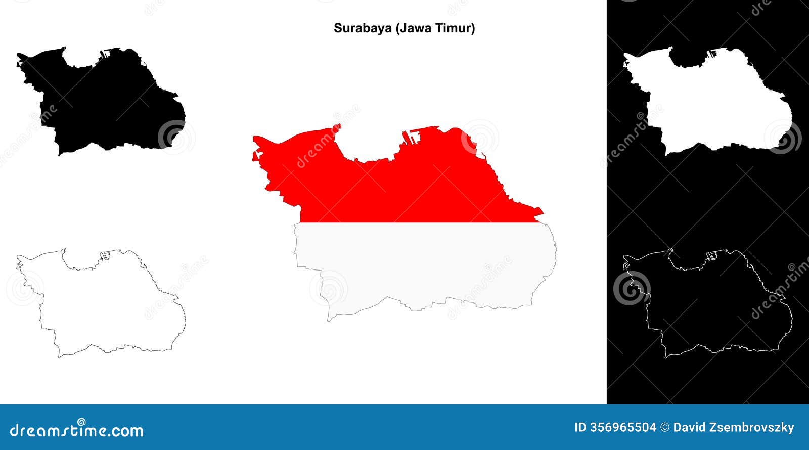 Surabaya Outline Map Vector Illustration | CartoonDealer.com #356965504
