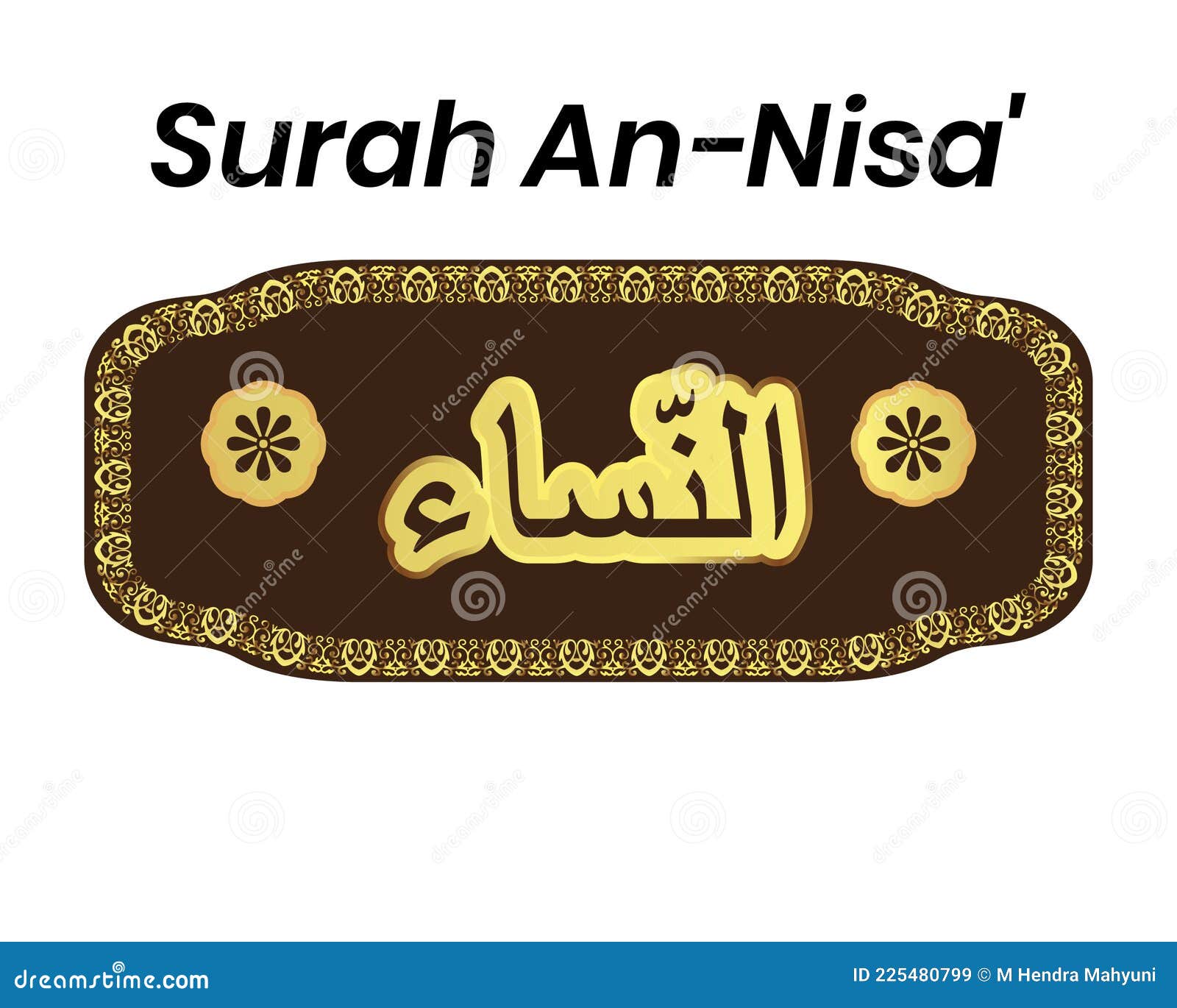 Surah an Nisa Name Arabic Lettering Gold Design Frame Vector ...