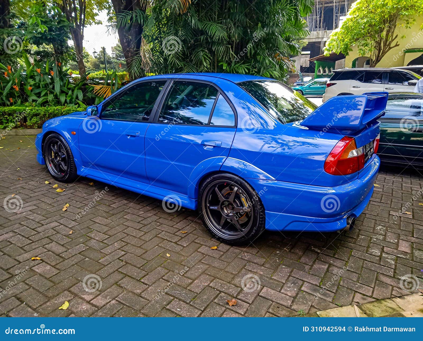 Blue Mitsubishi Lancer Evolution VI GSR in Car Meet Editorial Stock ...