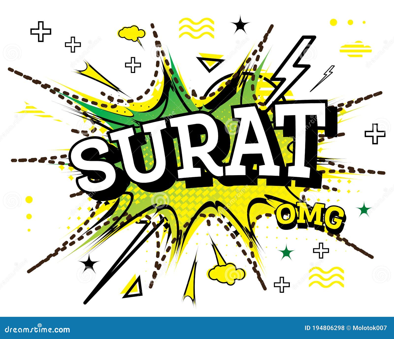 Surat Comic Text In Pop Art Style Isolated On White Background Vector ...