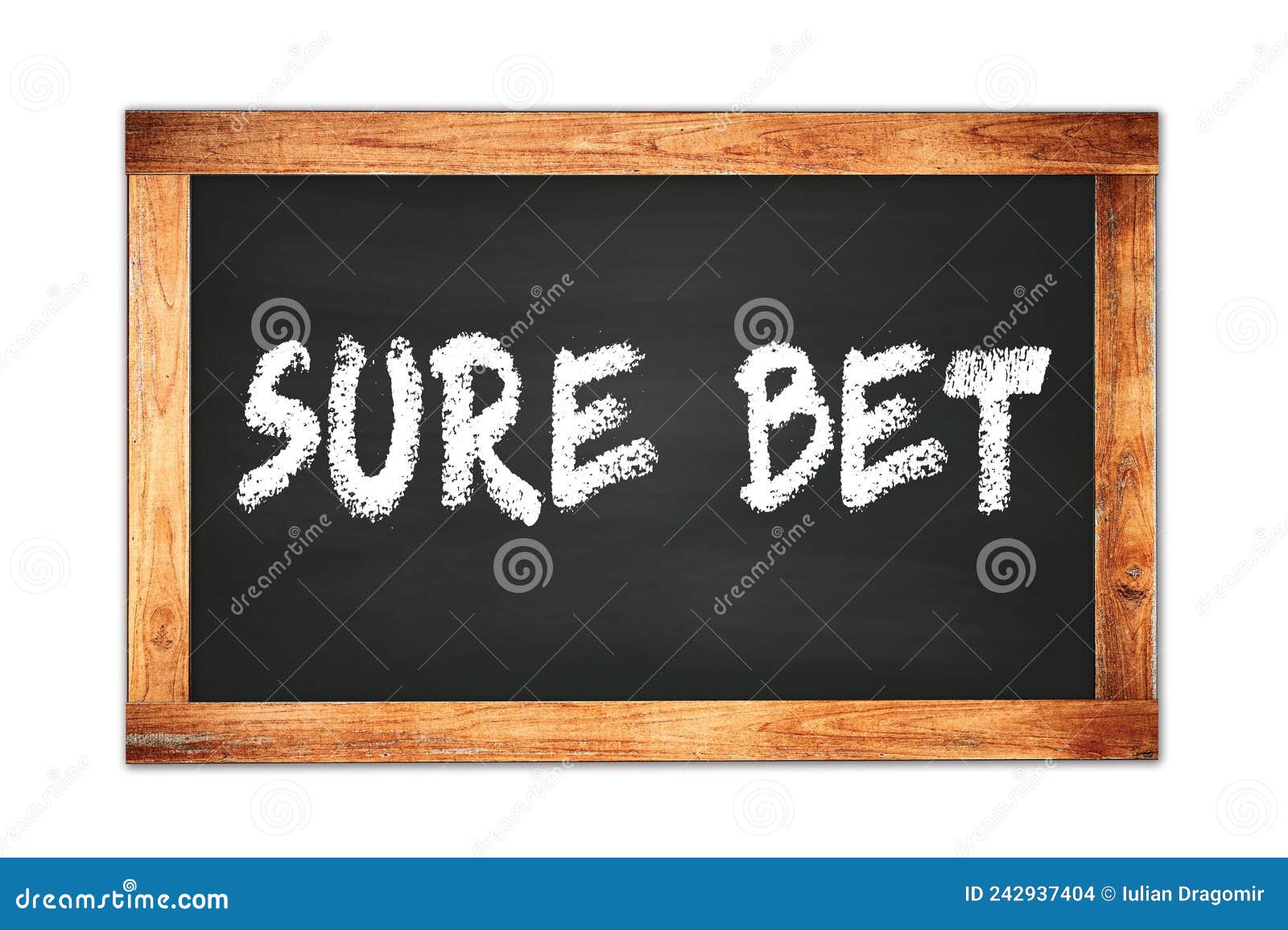 SURE BET Text Written on Wooden Frame School Blackboard Stock ...