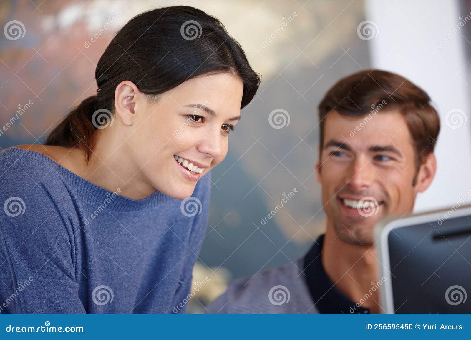 She Sure Knows Her Way Around Technology. a Young Couple Using a ...