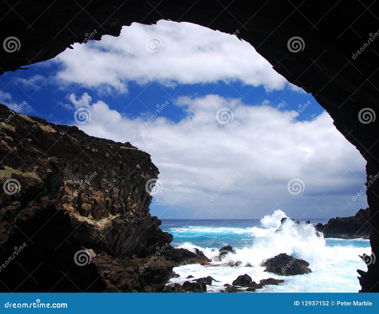 Surf at Ana Kai Tangata on Easter Island Stock Photo - Image of cave ...