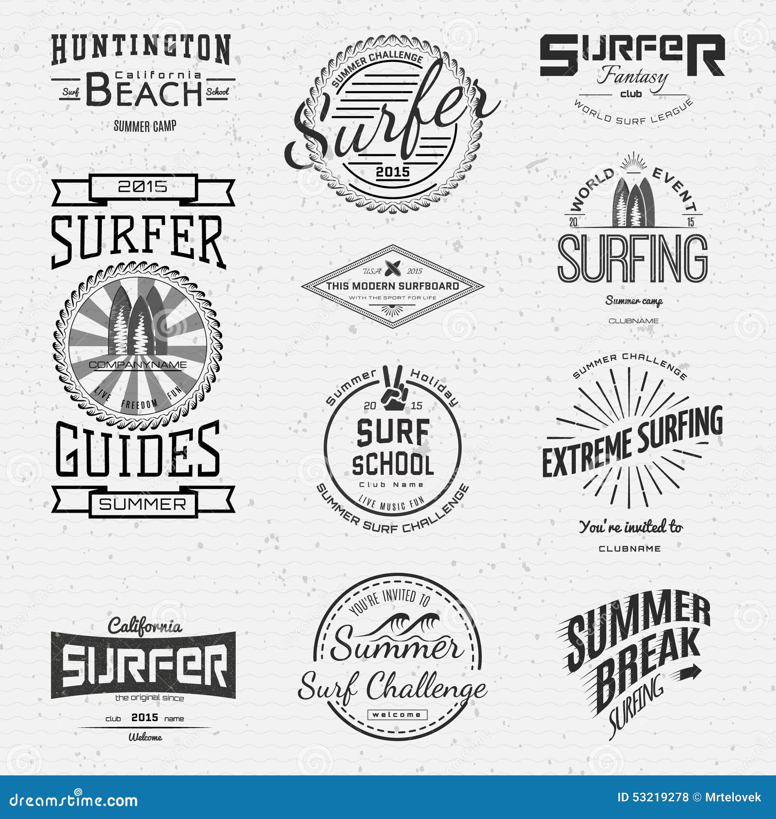 Surf Badges Logos And Labels For Any Use Vector Illustration ...