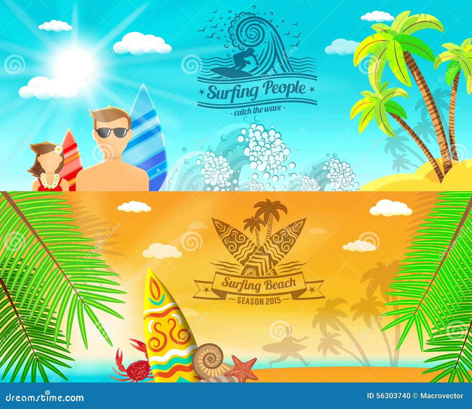Surf Banner Horizontal stock vector. Illustration of ocean - 56303740