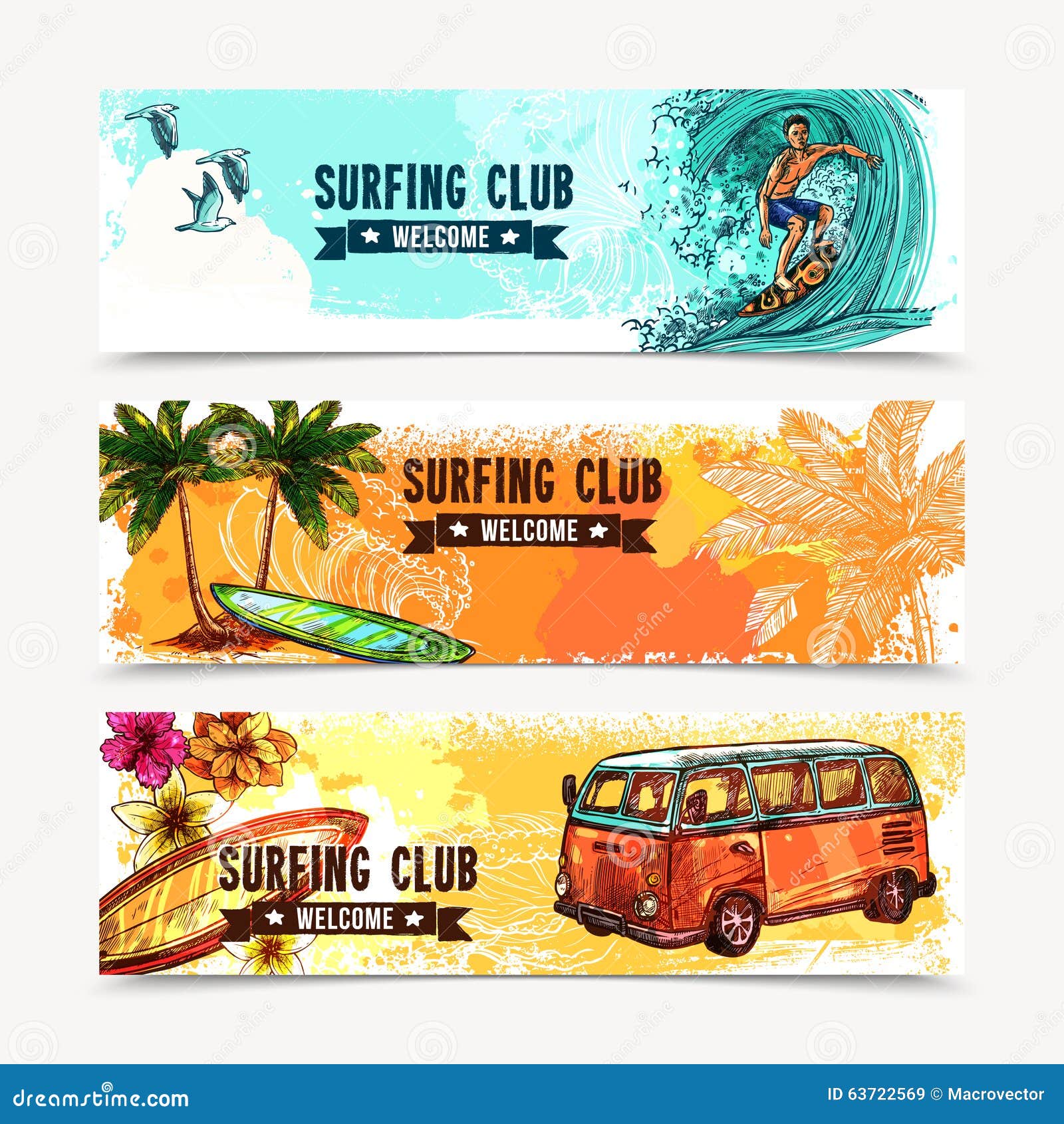 Surf Banner Set stock illustration. Illustration of bookmark - 63722569