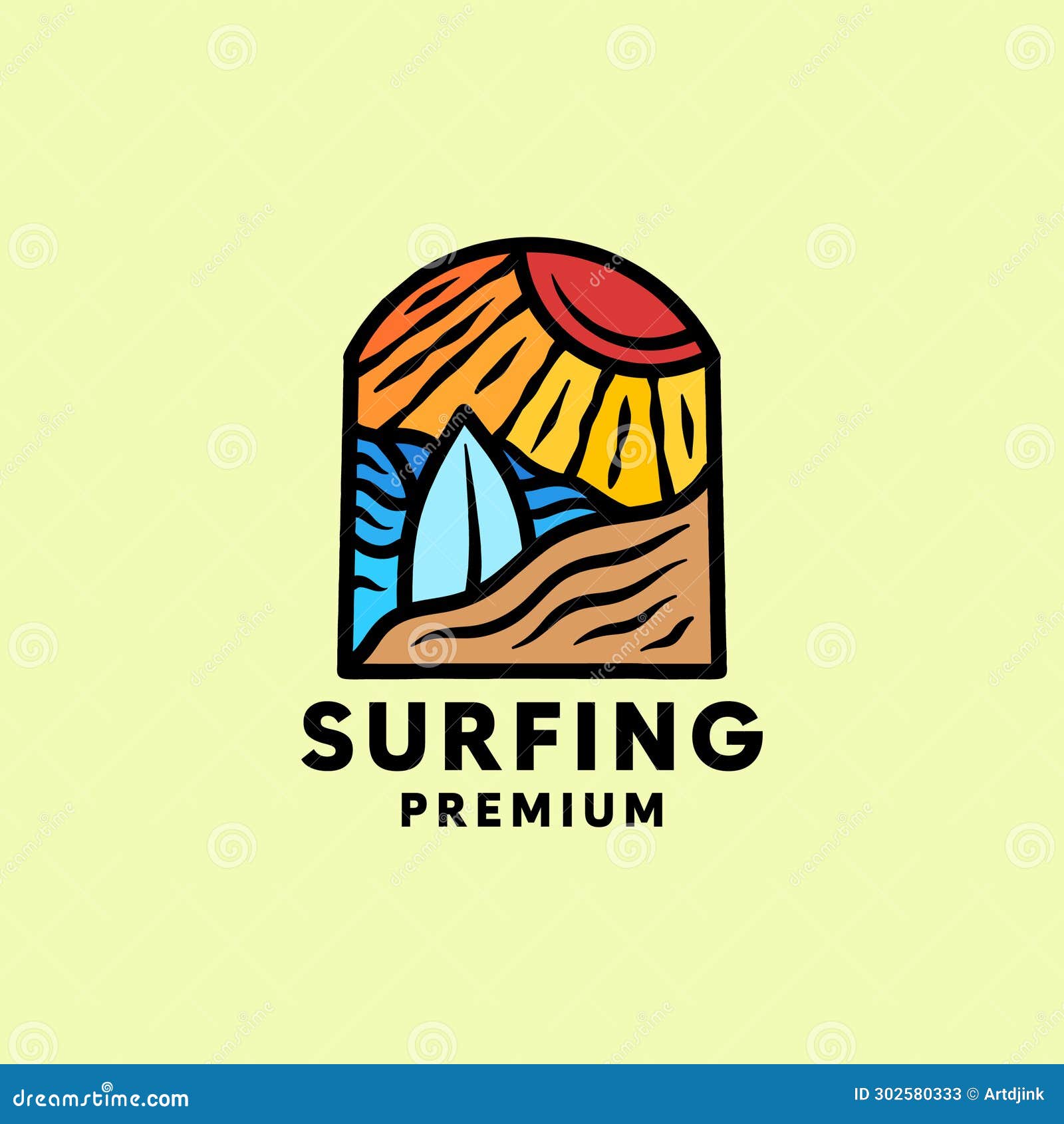 Surf Beach Logo Symbol Design Illustration Vector Icon Emblem Stock ...