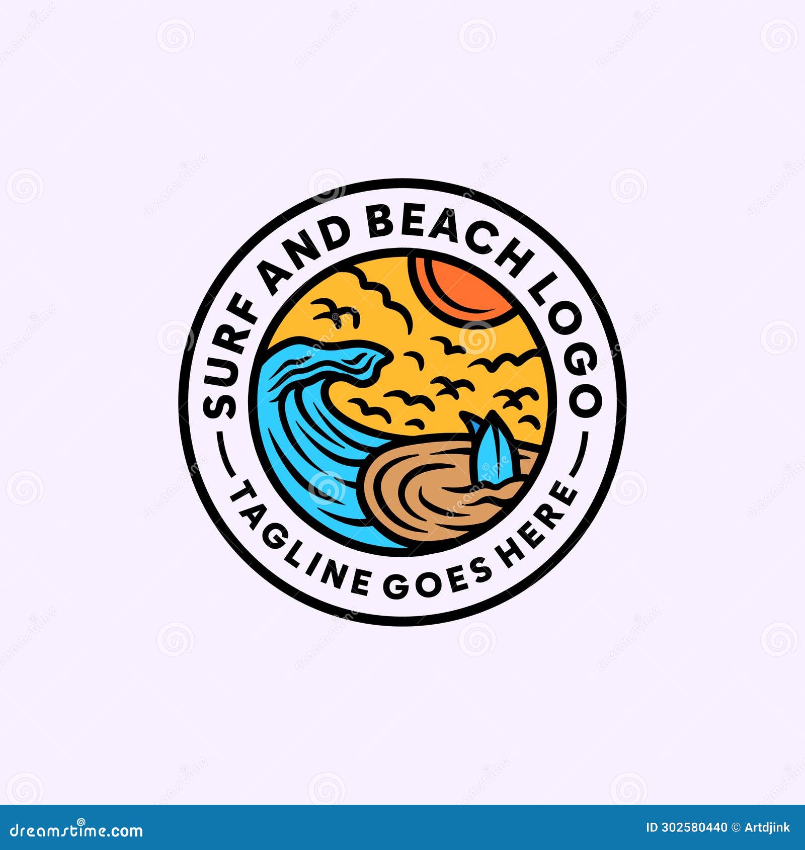 Surf Beach Logo Symbol Design Illustration Vector Icon Emblem Stock ...