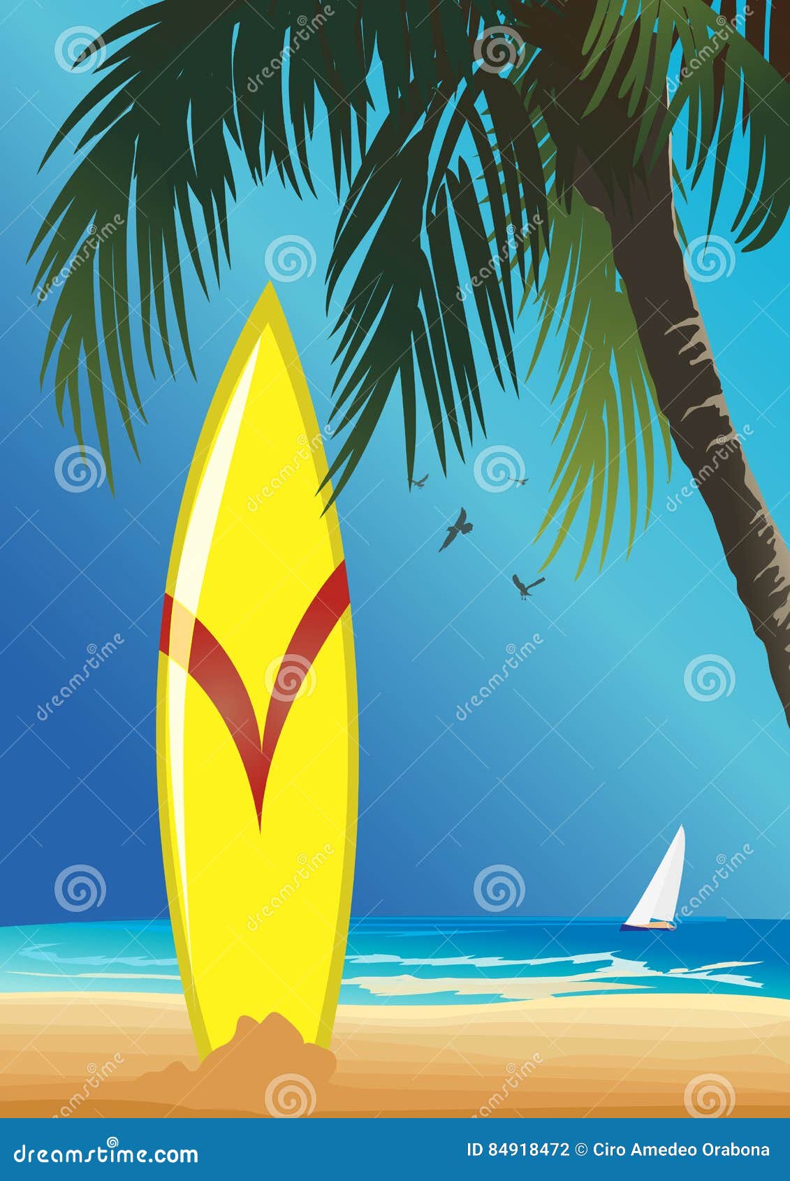 Surf at the beach stock vector. Illustration of beach - 84918472