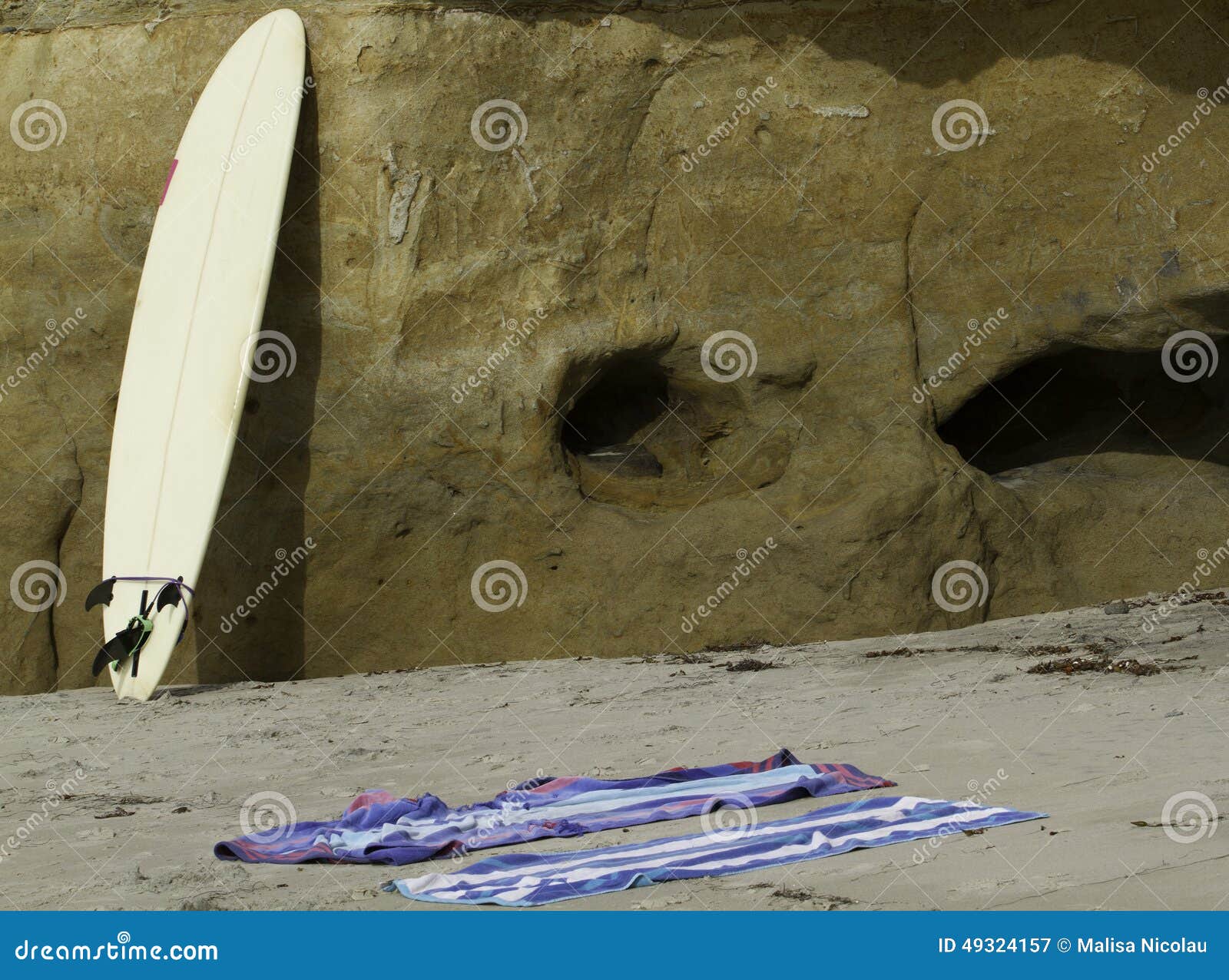 Surf Board on a Beach stock image. Image of blue, coast - 49324157