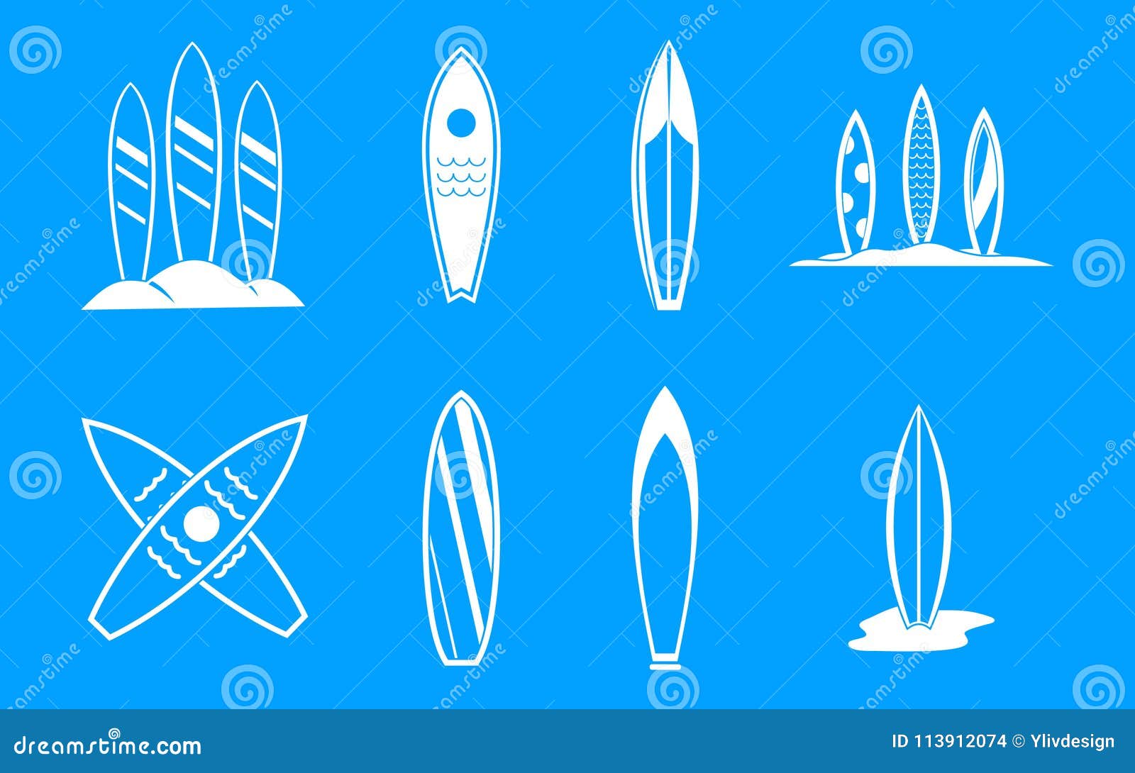 Surf Board Icon Blue Set Vector Stock Vector - Illustration of simple ...