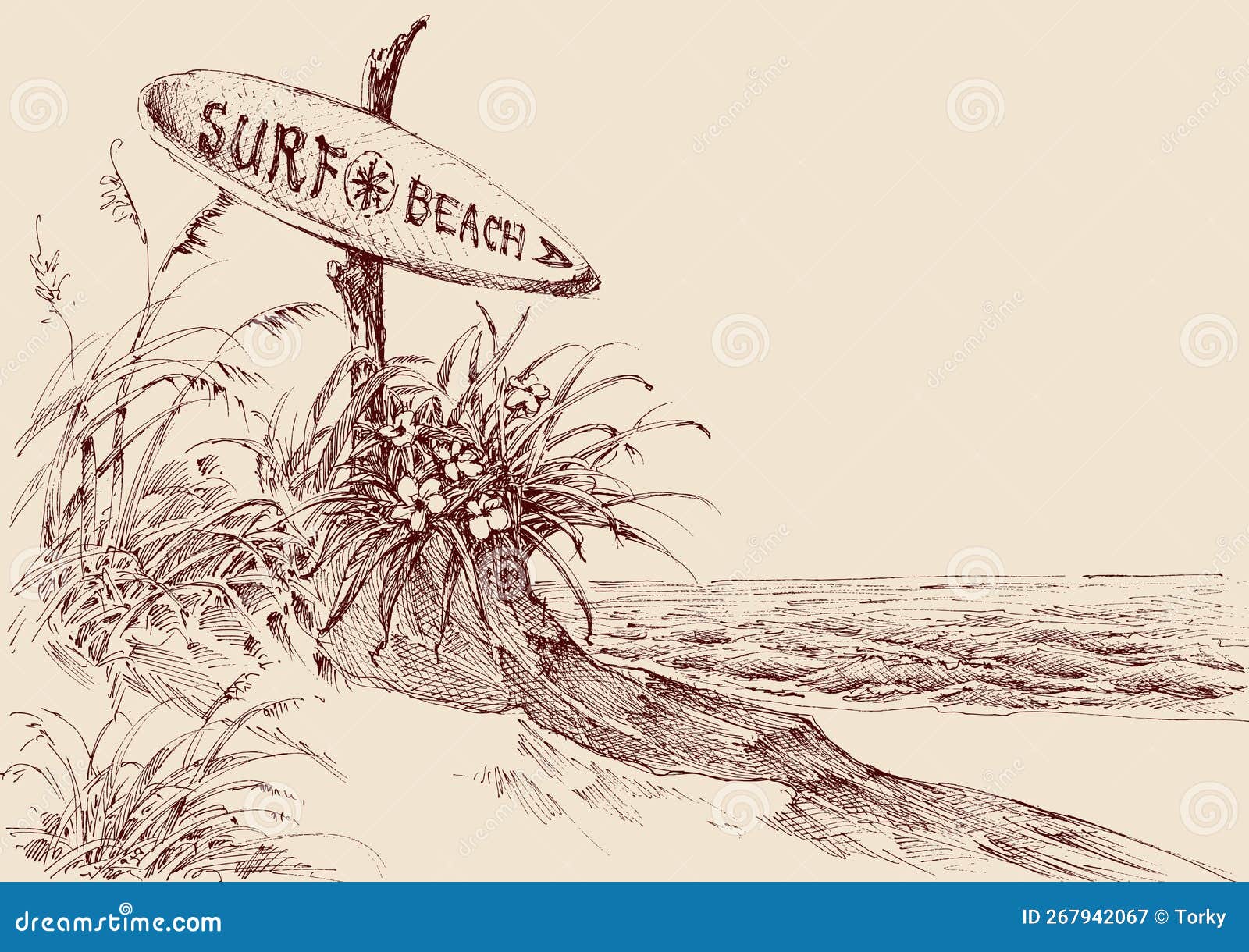 Surf Board Indicating Direction To the Beach Stock Vector ...