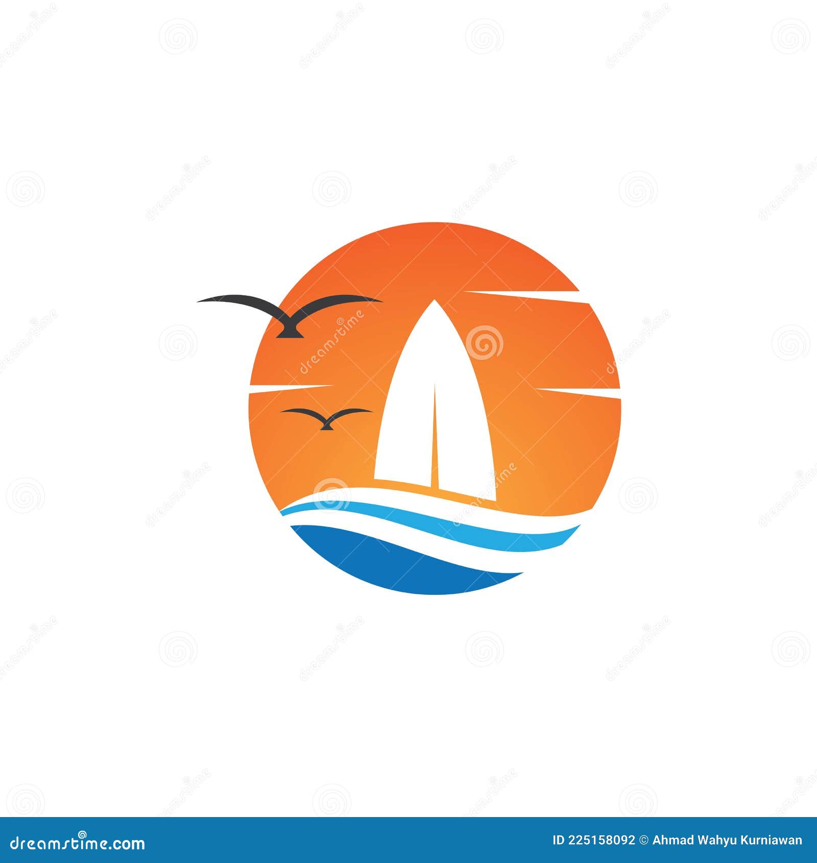 Surf board logo design stock vector. Illustration of icon - 225158092
