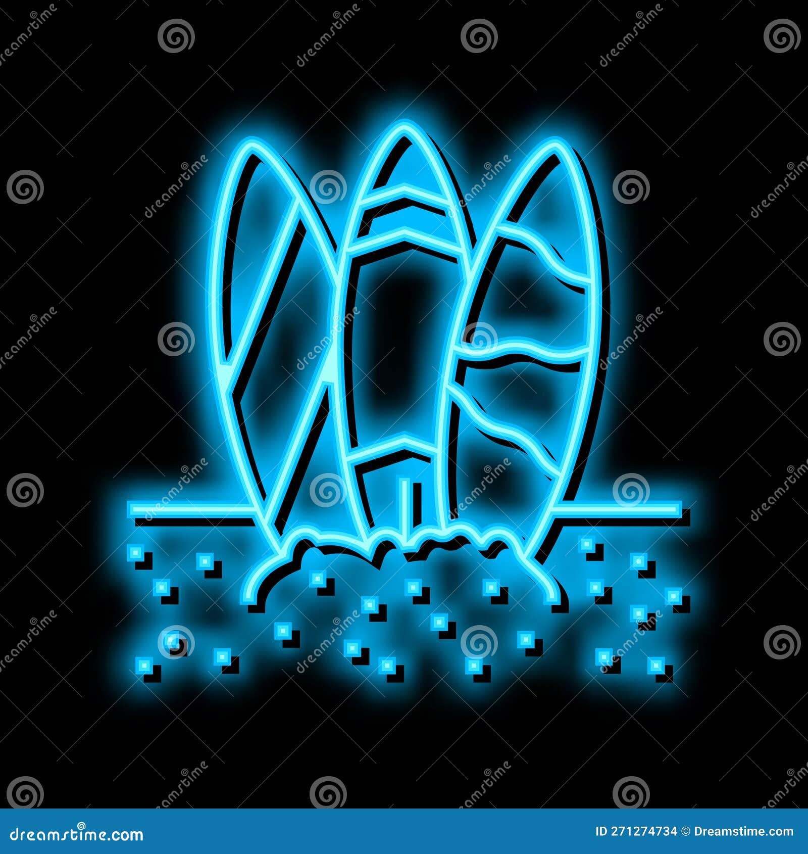 Surf Board on Sand Beach Neon Glow Icon Illustration Stock Vector ...