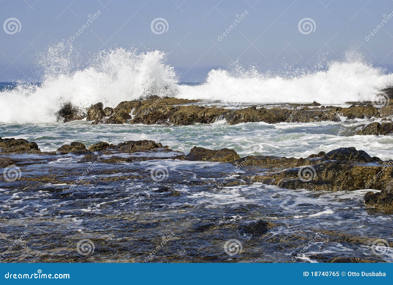 Surf Breaking on Rocky Ocean Shore Stock Image - Image of surf ...