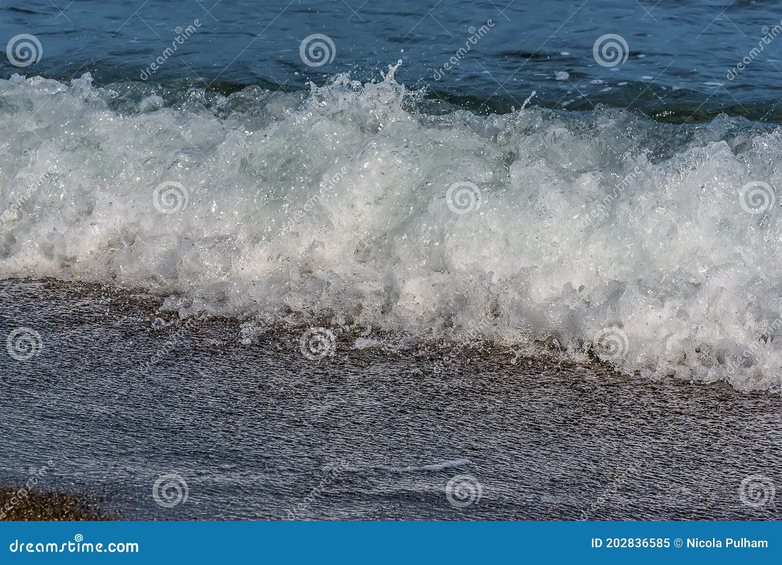Surf Breaking on the Seashore of the Beach at Perissa, Santorini Stock ...