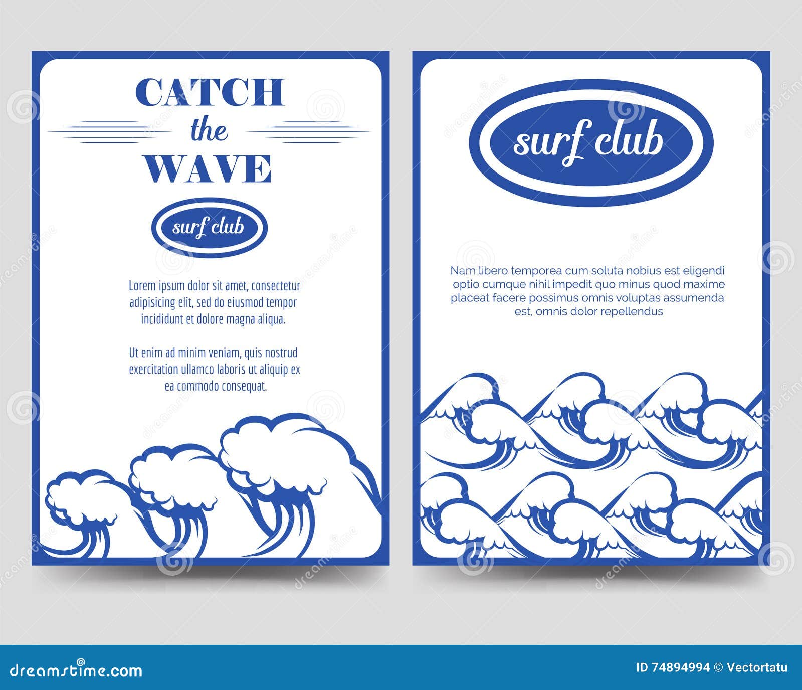 Surf Brochure Flyer Template with Waves Stock Vector - Illustration of ...