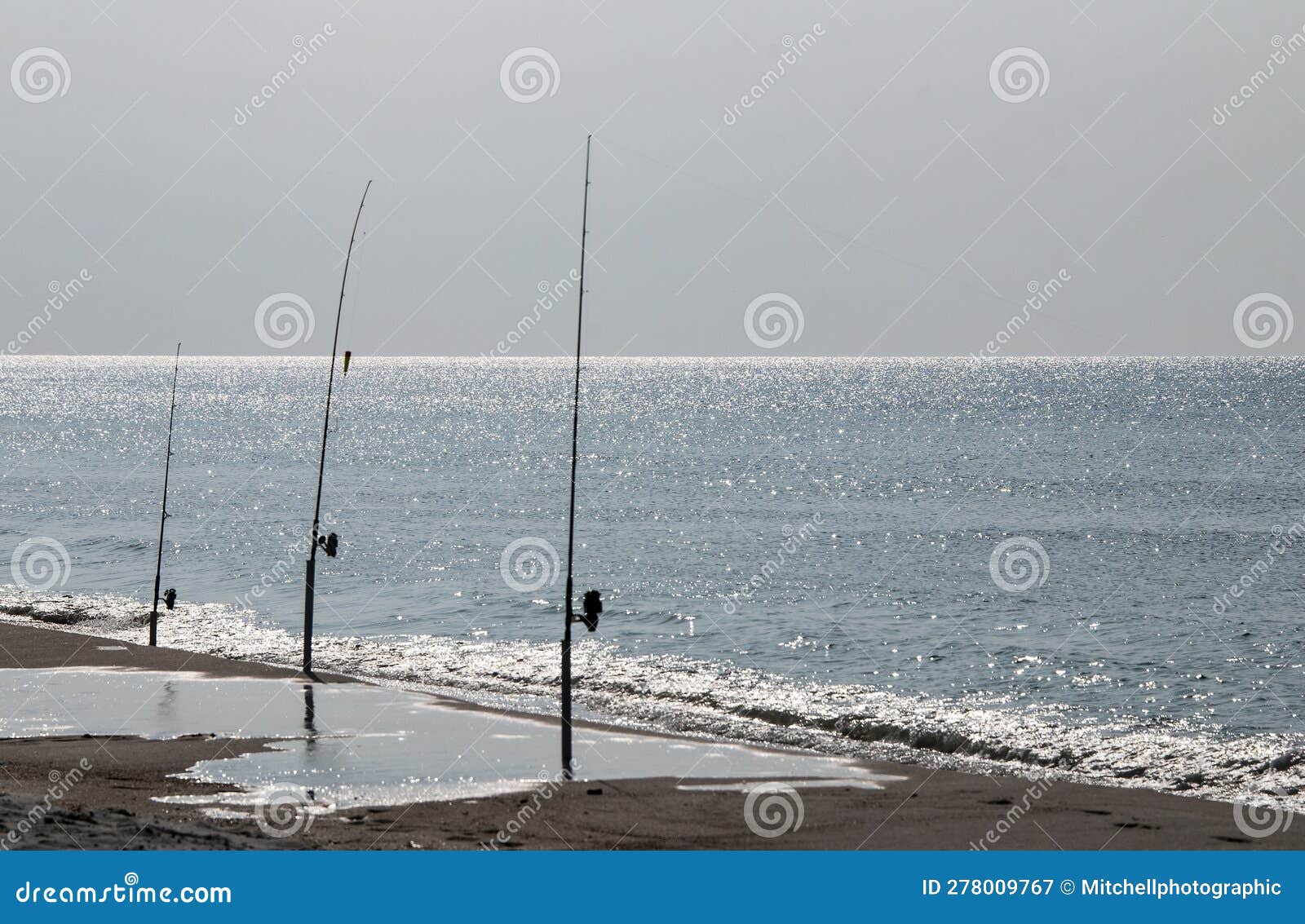 Surf Casting Gear stock image. Image of sand, rods, water - 278009767