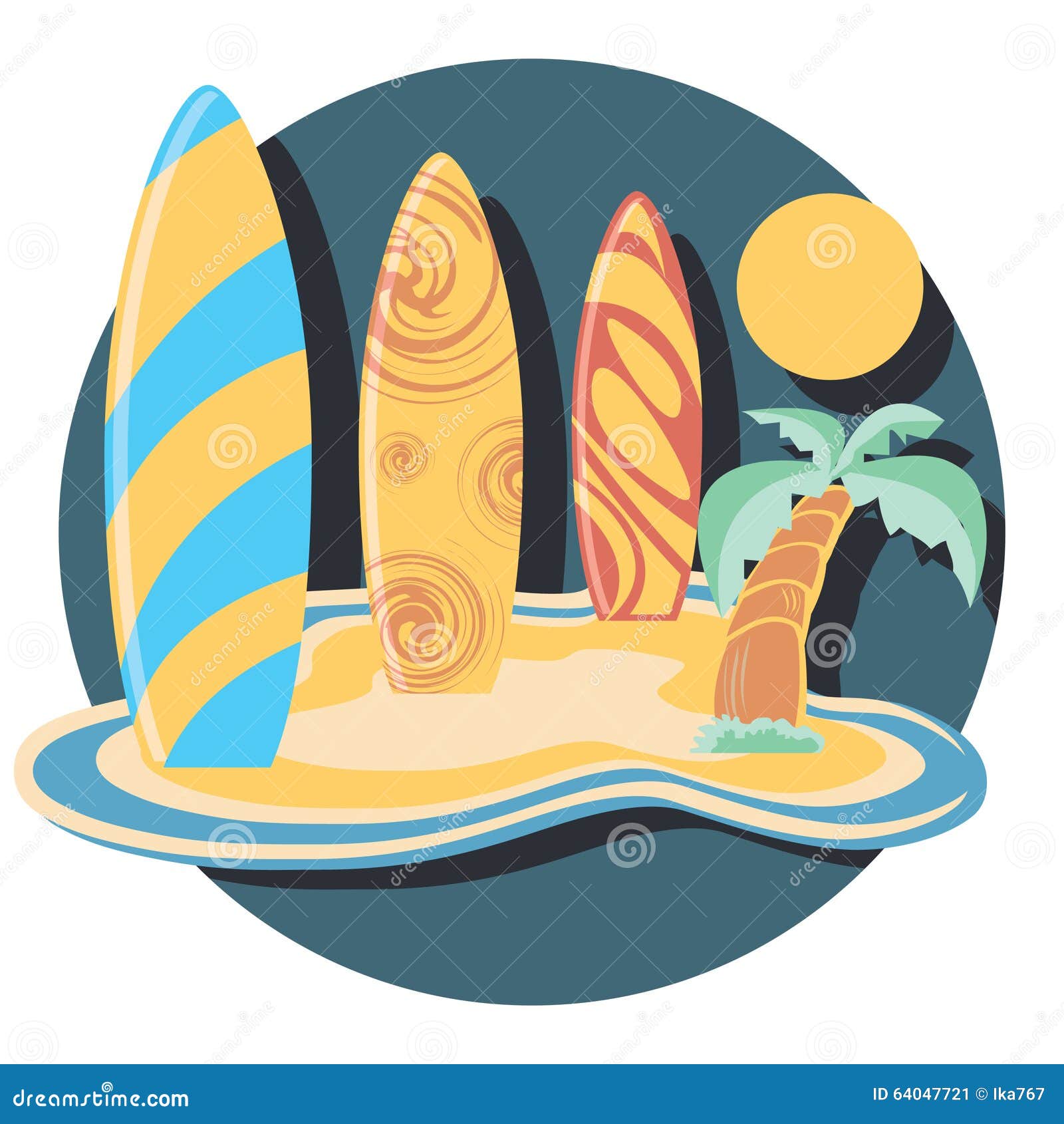 Surf Circle Icon with Shadow Stock Illustration - Illustration of ...