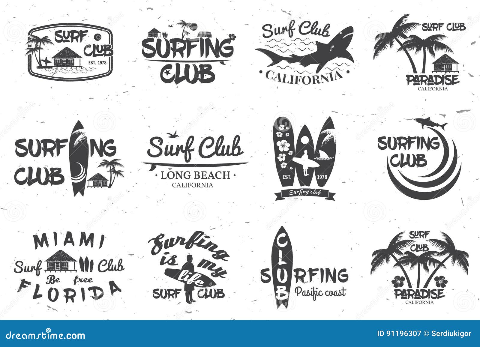 Surf Club and Surf School Design. Stock Vector - Illustration of ...