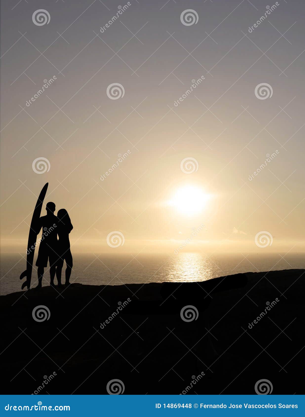 Surf couple at sunset stock photo. Image of surfing, active - 14869448
